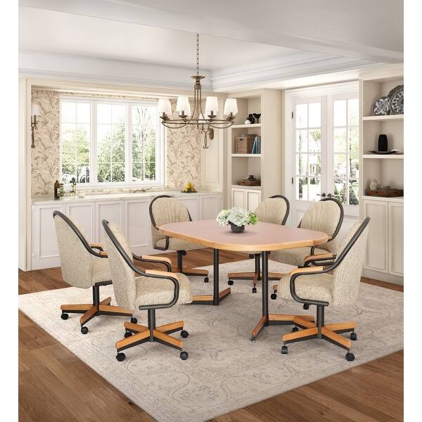 Caster Chair Company 7-Piece 42x[42/60] Oak Caster Castor Dining Set ...